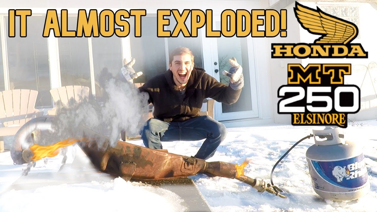 Restoring My Motorcycle Exhaust WITH FIRE! (ALMOST EXPLODED) - YouTube