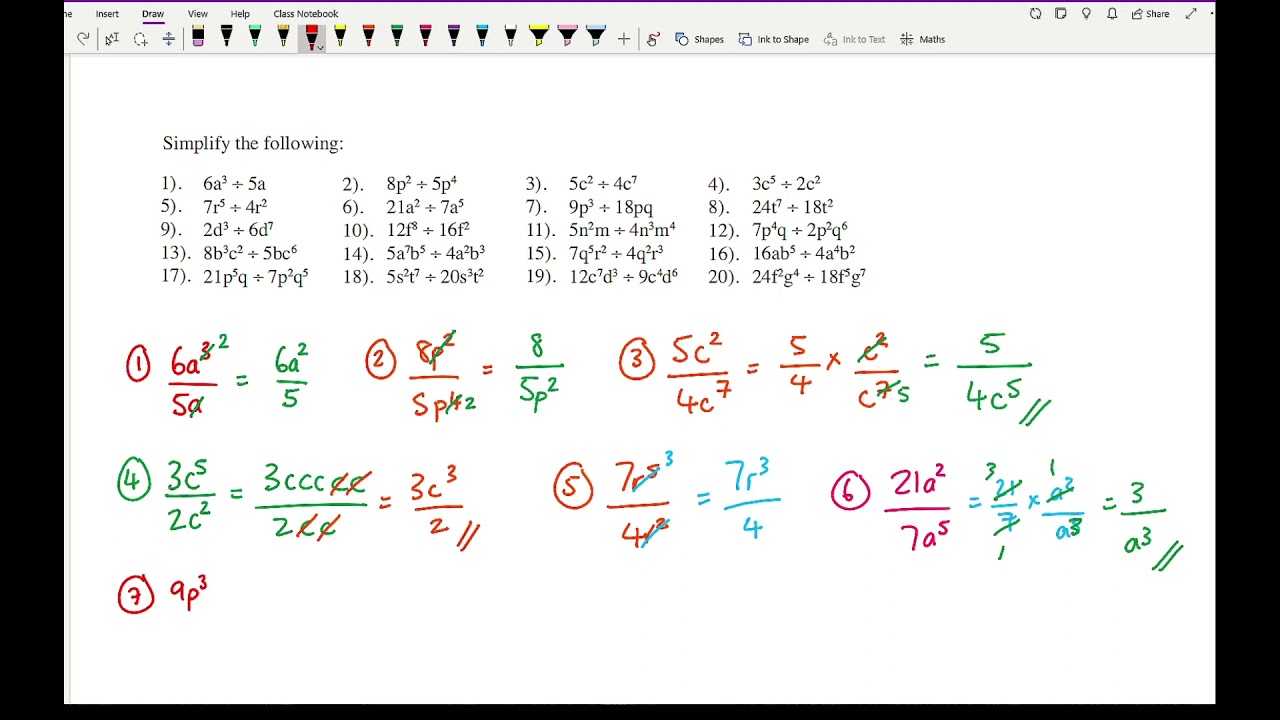 KS3/GCSE - Algebraic Manipulation 2: Simplifying (Dividing) - YouTube