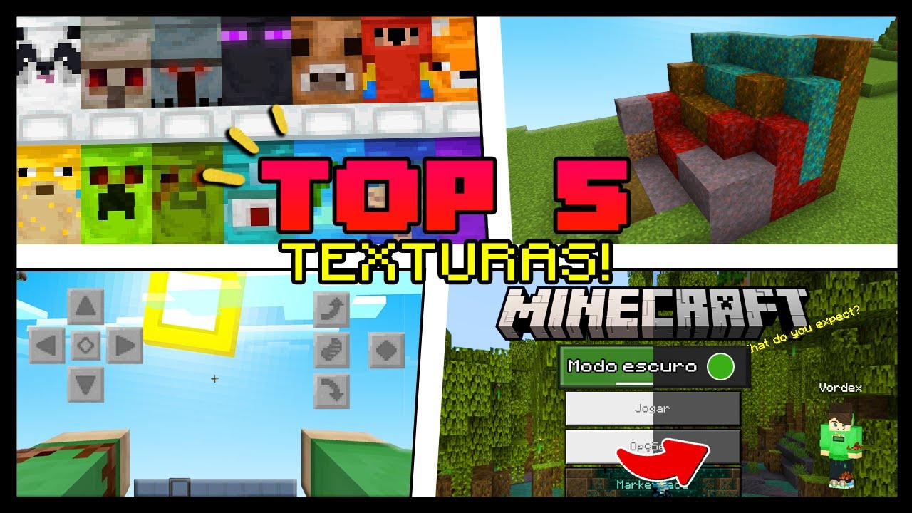 MINECRAFT - TOP 5 MELHORES TEXTURAS PARA O MINECRAFT MCPE - YouTube