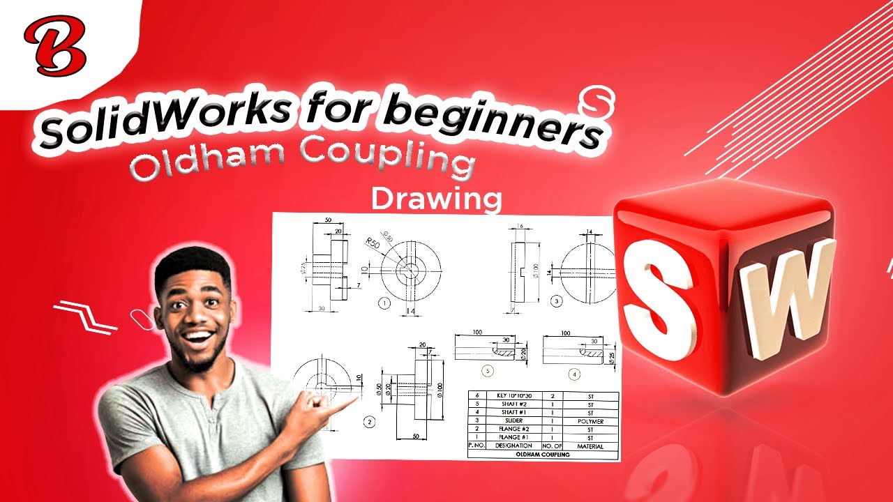 SolidWorks Tutorial | Oldham Coupling | Drawing - YouTube