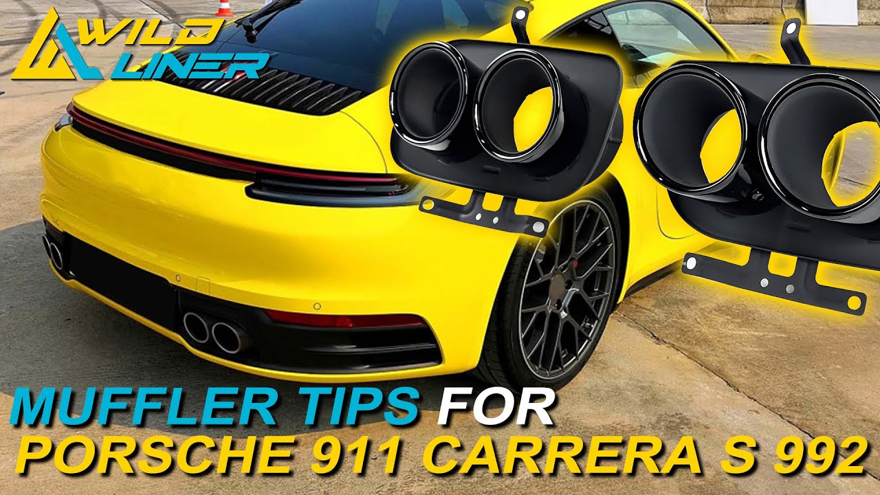 Chrome/Black Sporty Exhaust Tips Pipes For Porsche 911 Carrera 992 2020 ...