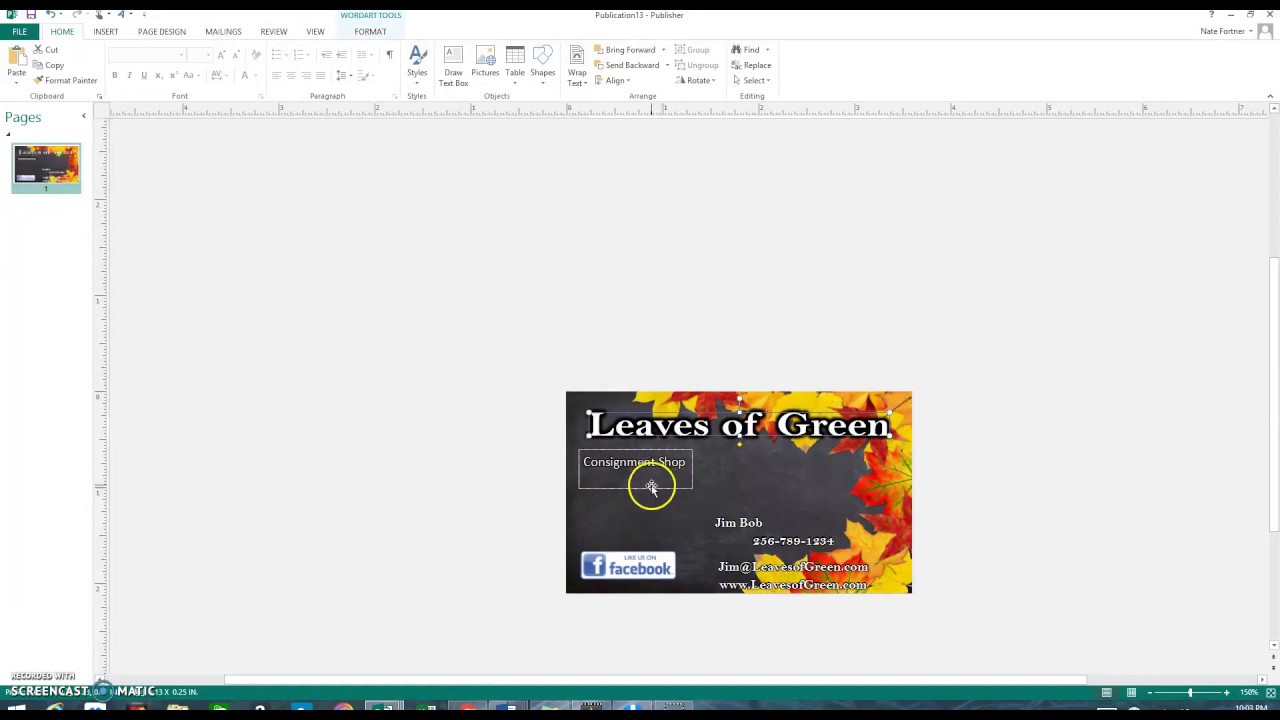 Designing a Business card on Microsoft Publisher Part 2 - YouTube