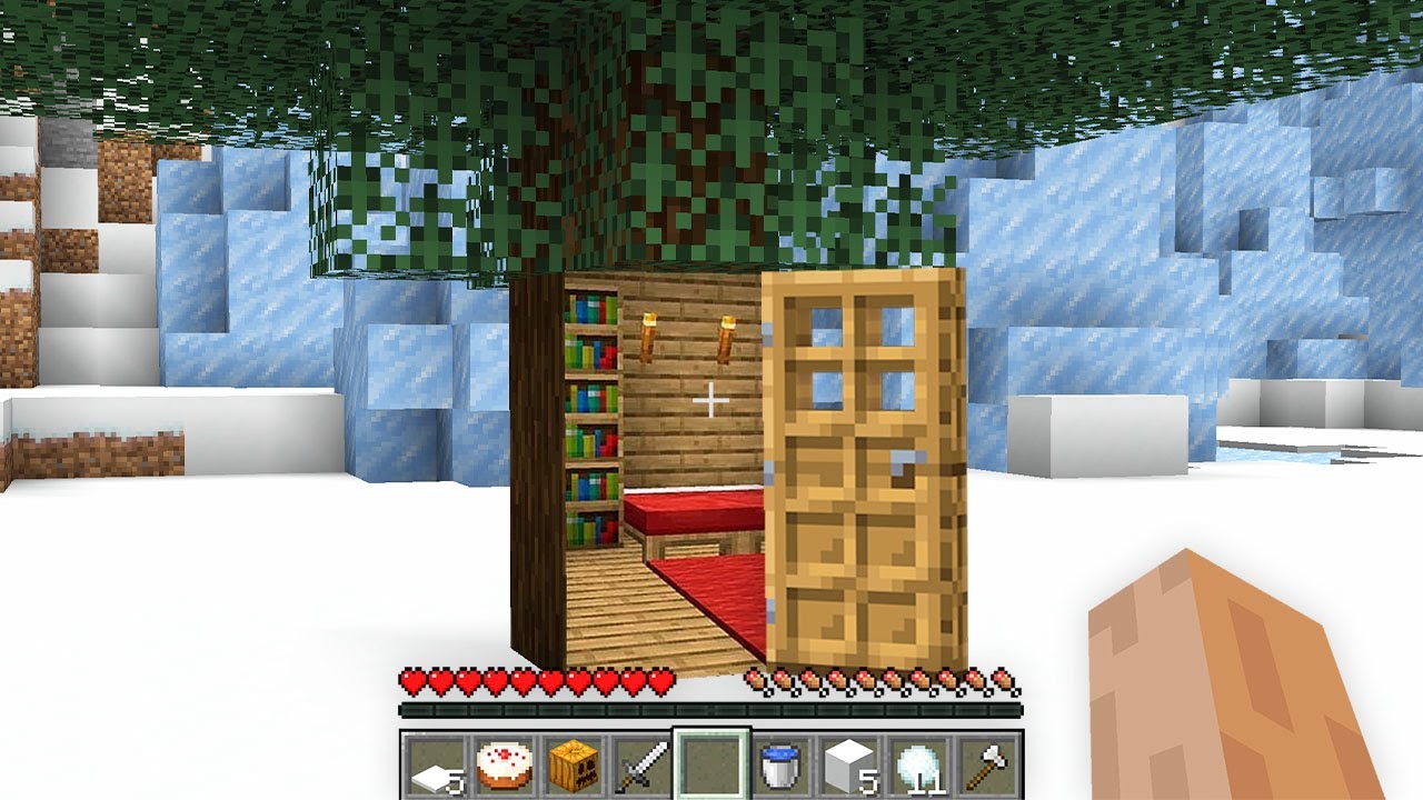 HOW NOOB BUILD HOUSE INSIDE SPRUCE TREE? Minecraft NOOB vs PRO! 100% ...