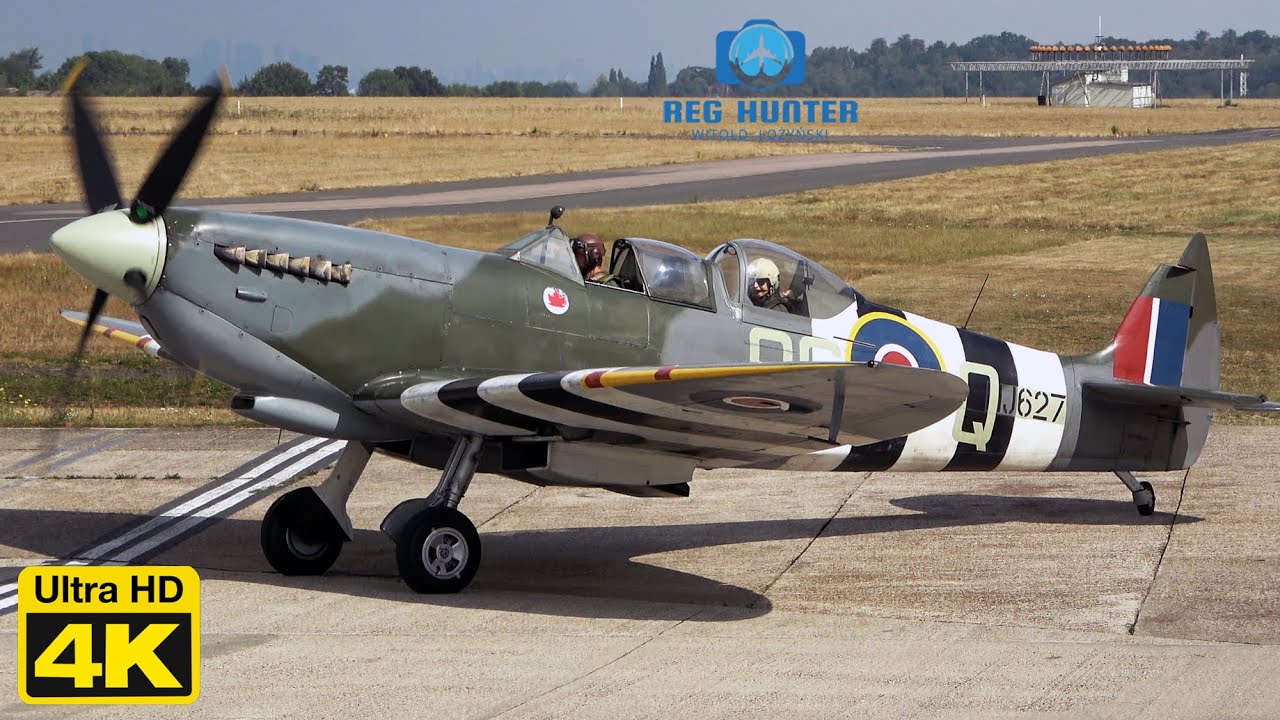 Two Supermarine Spitfire at Biggin Hill - engine start, taxiing and ...