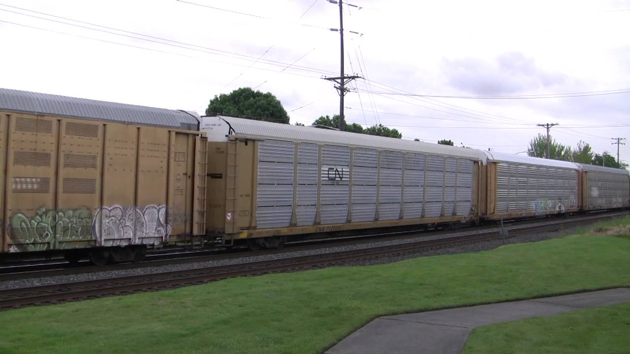 BNSF 7095 With CSX 30 Lead A Stack Autorack Train @ Old Town Tacoma, WA ...
