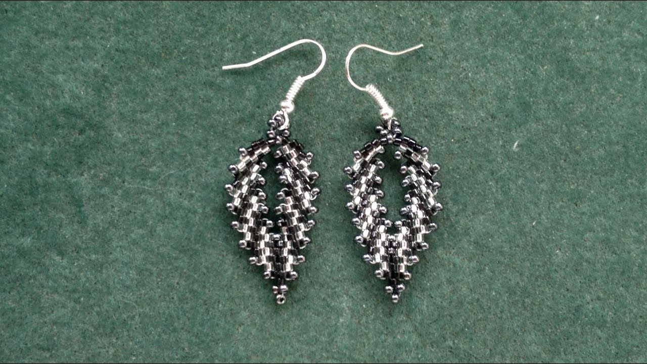 Russian leaf with delica beads earrings video version beading tutorial - YouTube