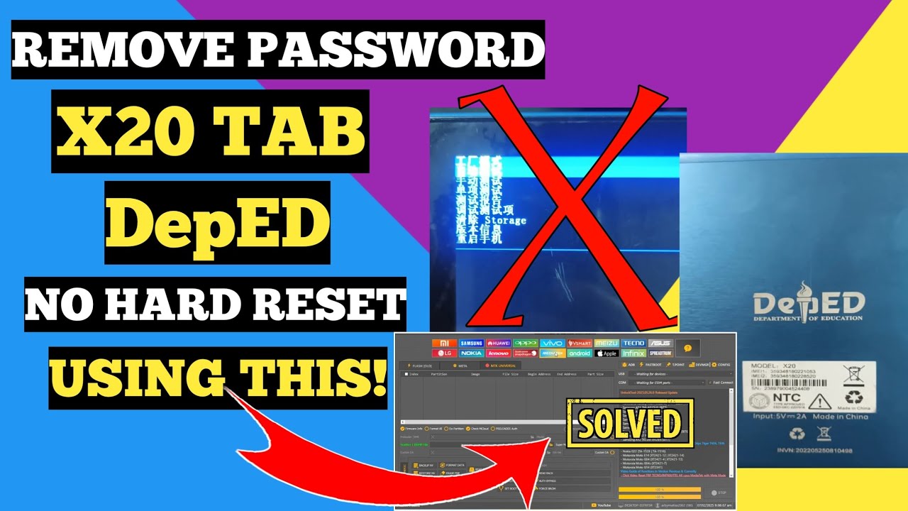 DepED TAB MODEL X20 REMOVE PASSWORD| FRP BYPASS | HARD RESET NO EMMC ...