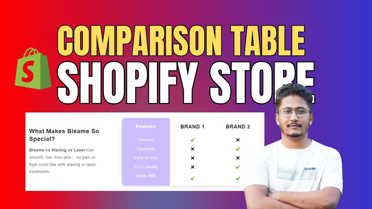 Shopify Comparison Table Without App || like shrine theme and bleame ...
