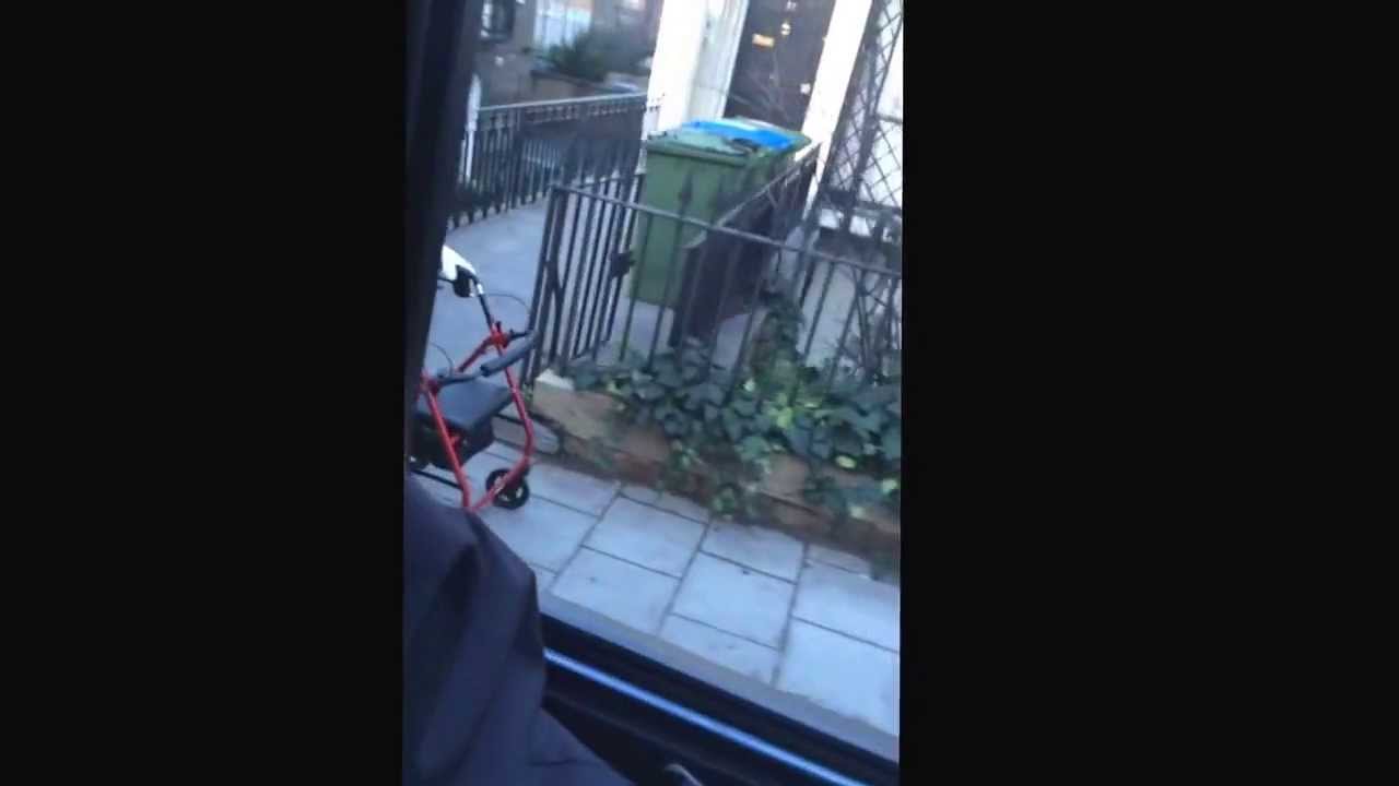 Old lady with Zimmer frame races mobile crane - YouTube