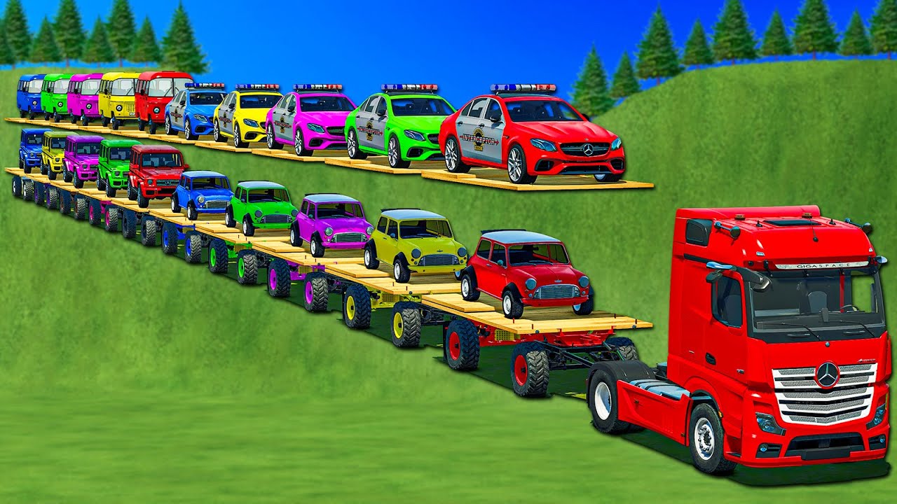 MASSIVE TRANSPORT LONG CONVOY POLICE AMG, MINI COOPER, BUSES & BATTLE ...