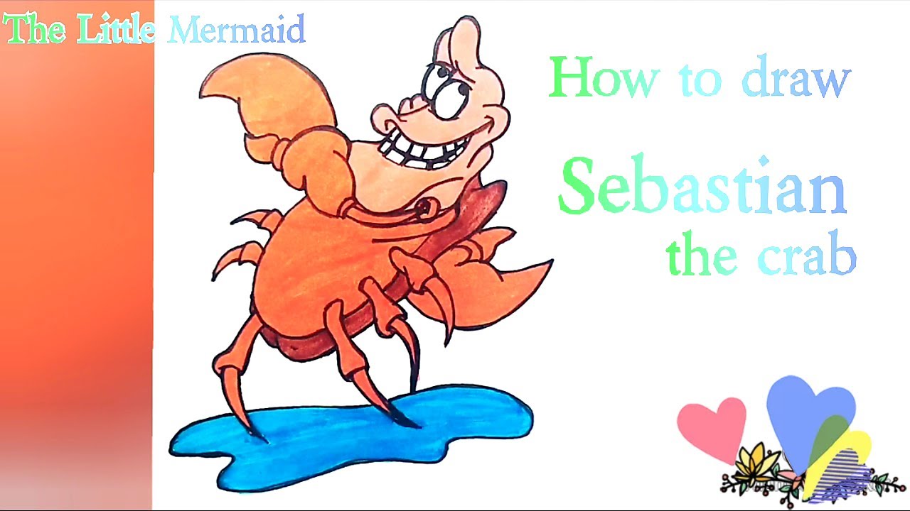 @EZDRAW | How to draw Sebastian the crab from The Little Mermaid ...