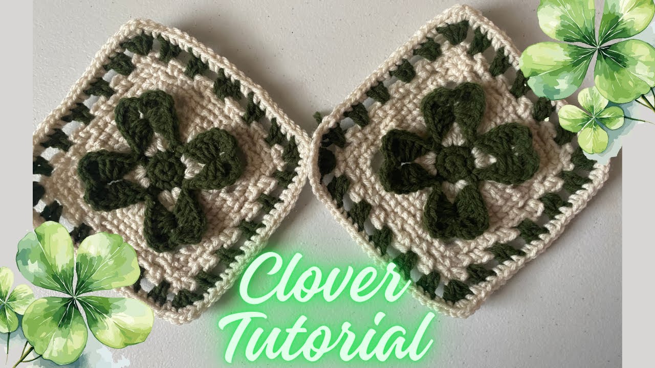 Crochet Four-Leaf Clover Granny Square Tutorial - YouTube