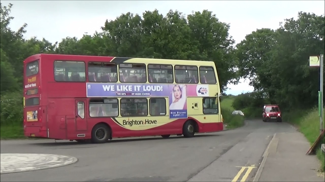 Brighton and Hove bus route 77 rolling off from Devils Dyke bus stop ...