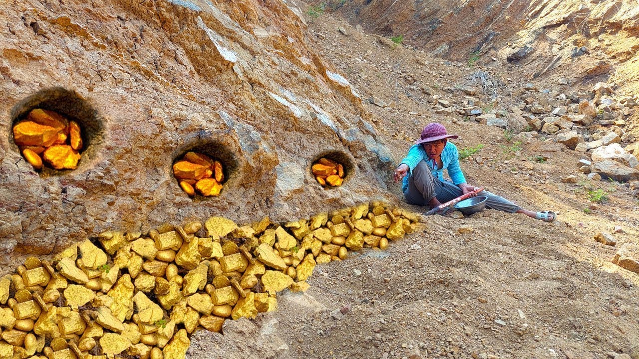 wow wow amazing! found a lot of gold gold treasure under stone at ...