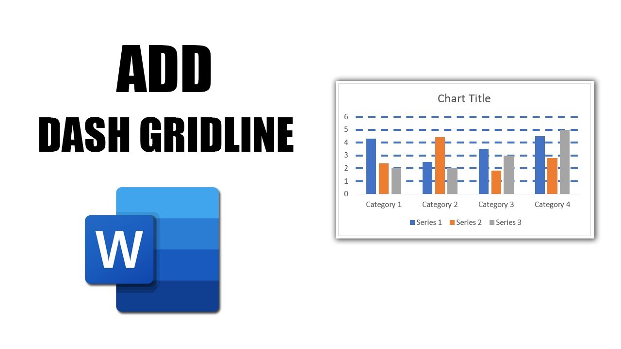 How to add dash gridline to chart in word - YouTube