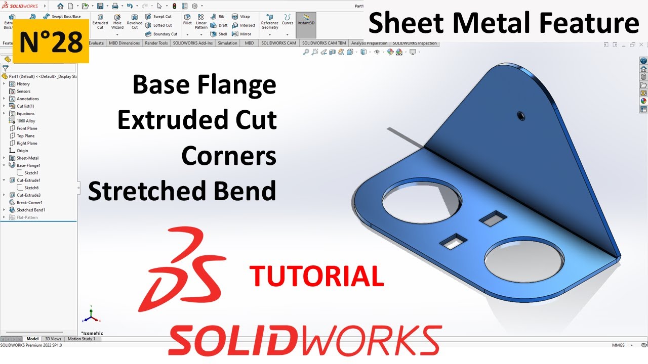 SolidWorks Tutorial N°28 - Sheet Metal Exercise 1 : Toothbrush holder ...