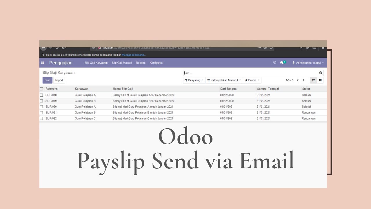 Odoo Payslip Send via Email - YouTube