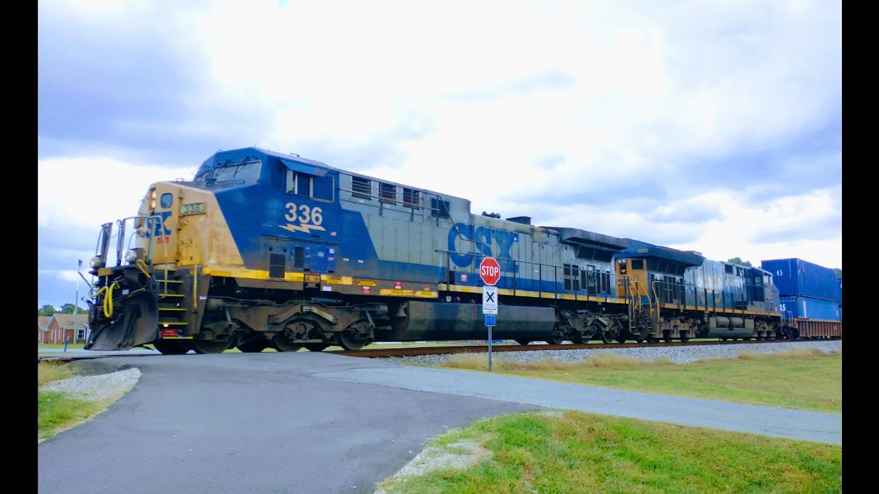 CSXT 336 leading intermodal Train Q038 headed Westbound @ Monroe NC 10/16/20☀️ - YouTube
