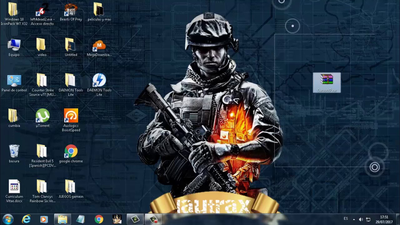 como descargar el el cursores +skins para wxp w7 w8 y w10 - YouTube