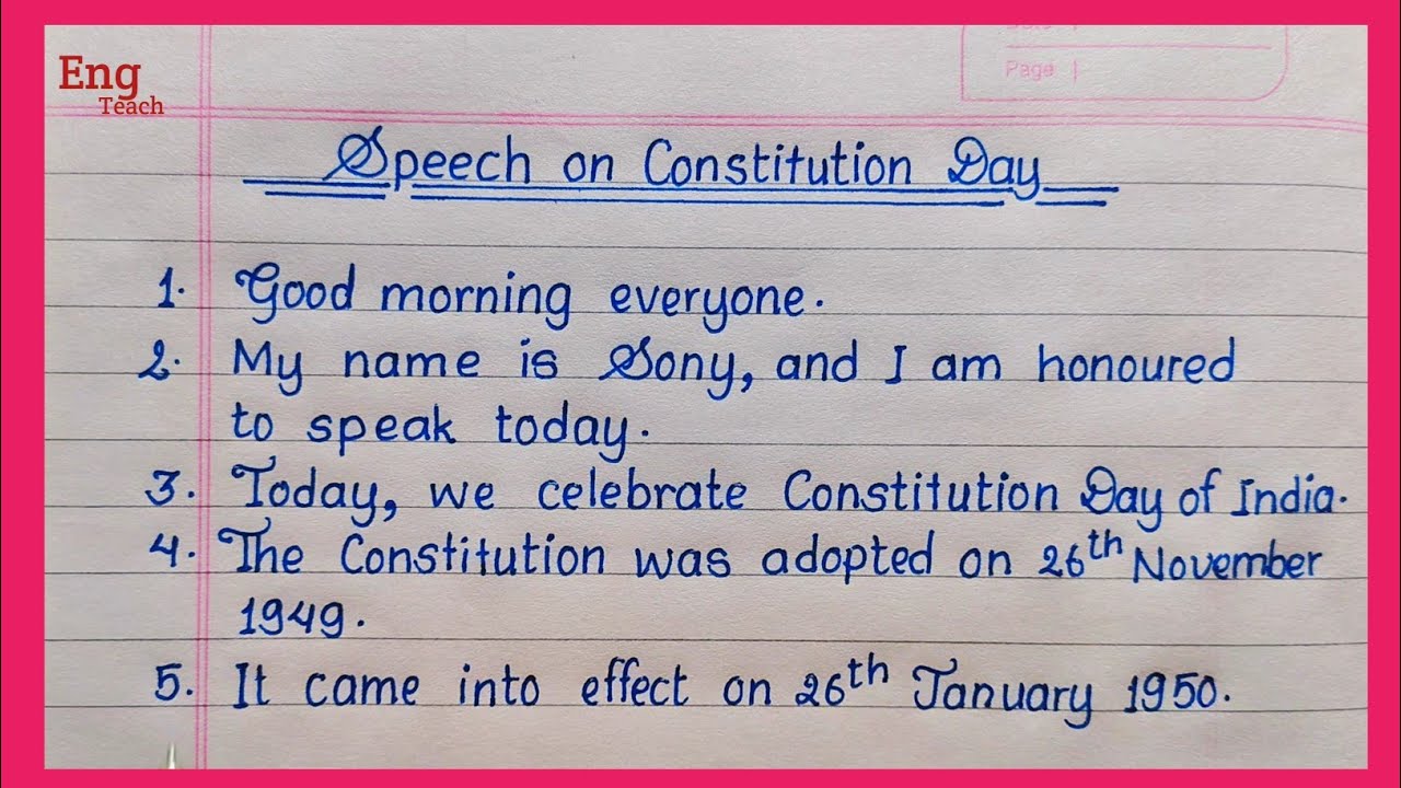Speech On Constitution Day of India |Constitution Day speech in English ...