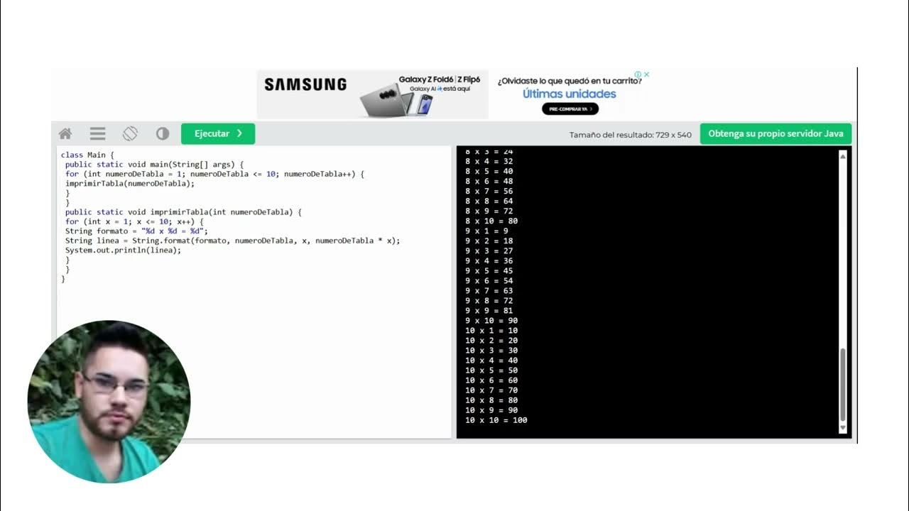 Tablas de multiplicar del 1 al 10 en Java - YouTube