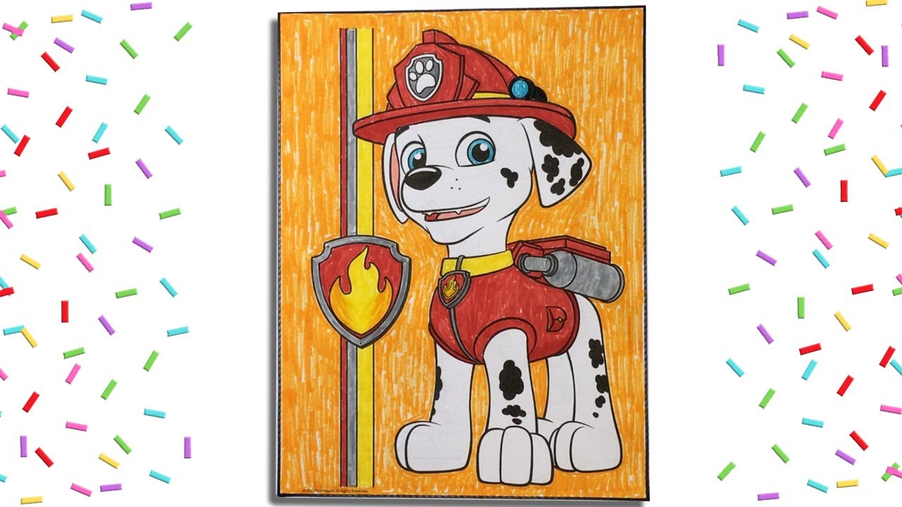 Coloring Marshall Paw Patrol Coloring Page with Markers | Speed ...