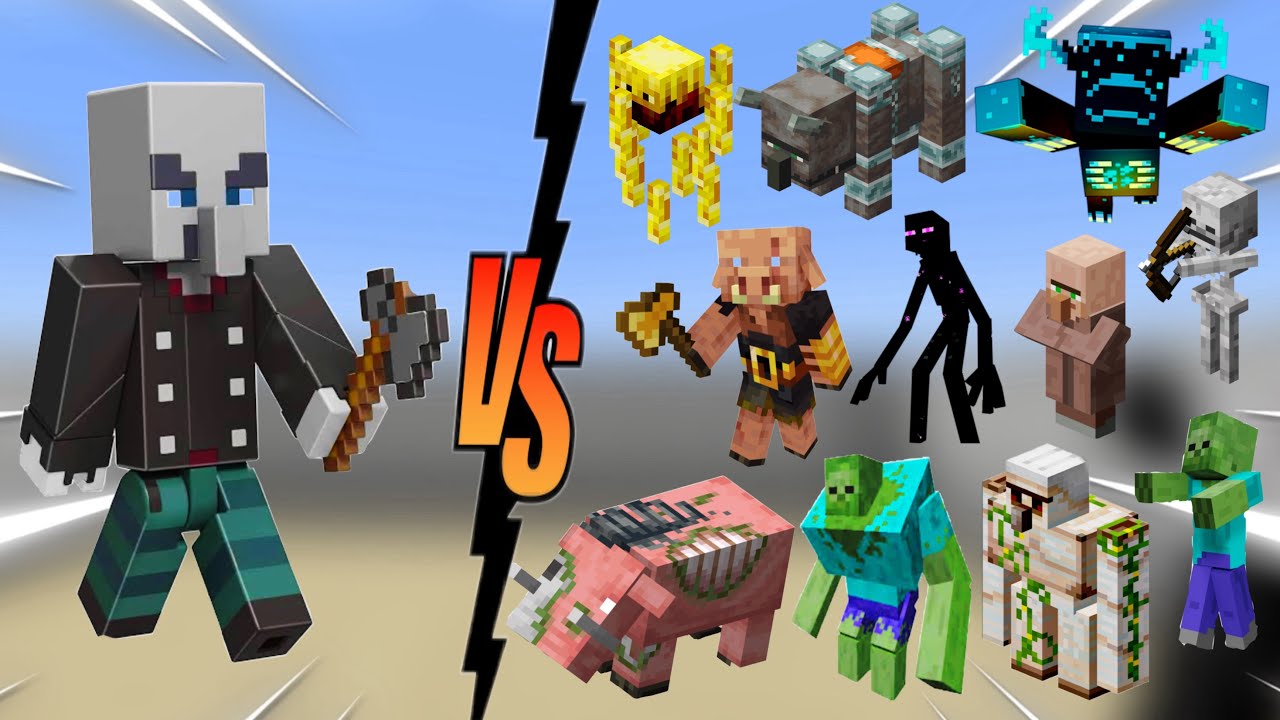 Minecraft Vindicater Zombie Vs All Zombies Fight | All Mobes Fight ...