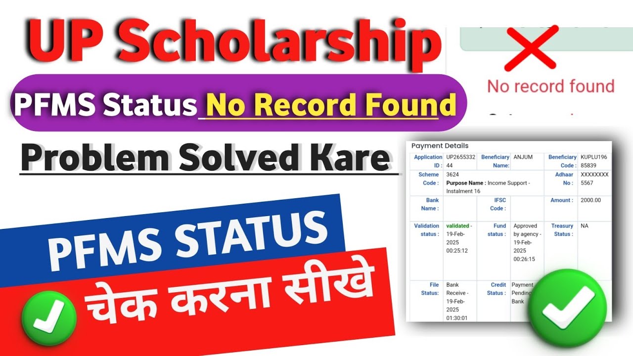 PFMS no record found⚠️ scholarship! how to check pfms scholarship ...