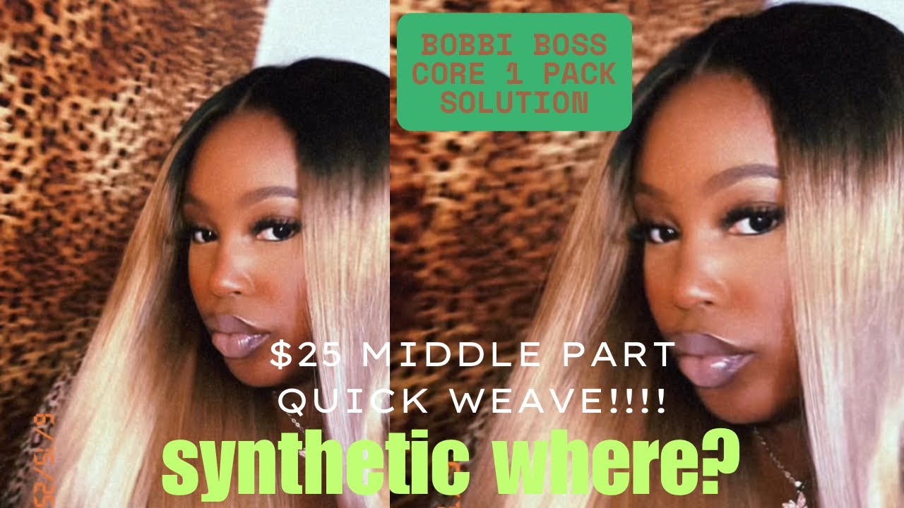 HOW TO: MIDDLE PART QUICK WEAVE! “Short hair long bundles” - YouTube