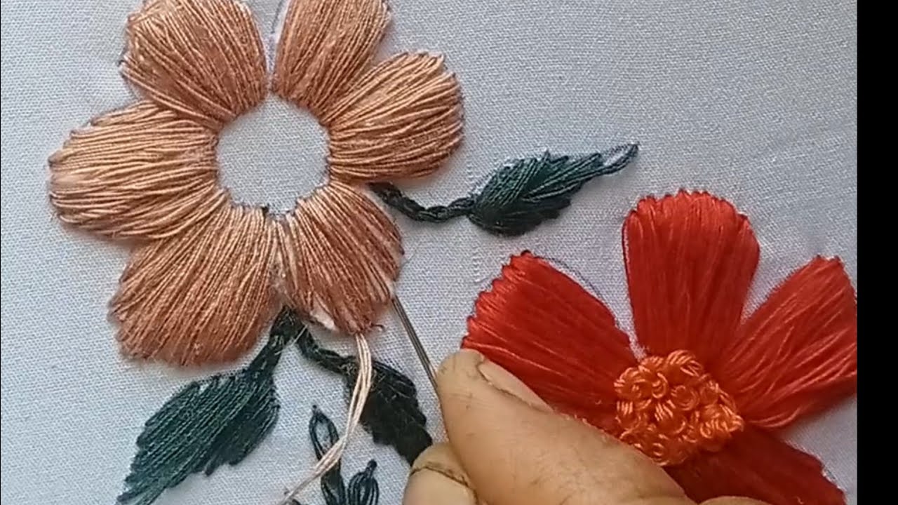 a stunning stitch flower design - YouTube