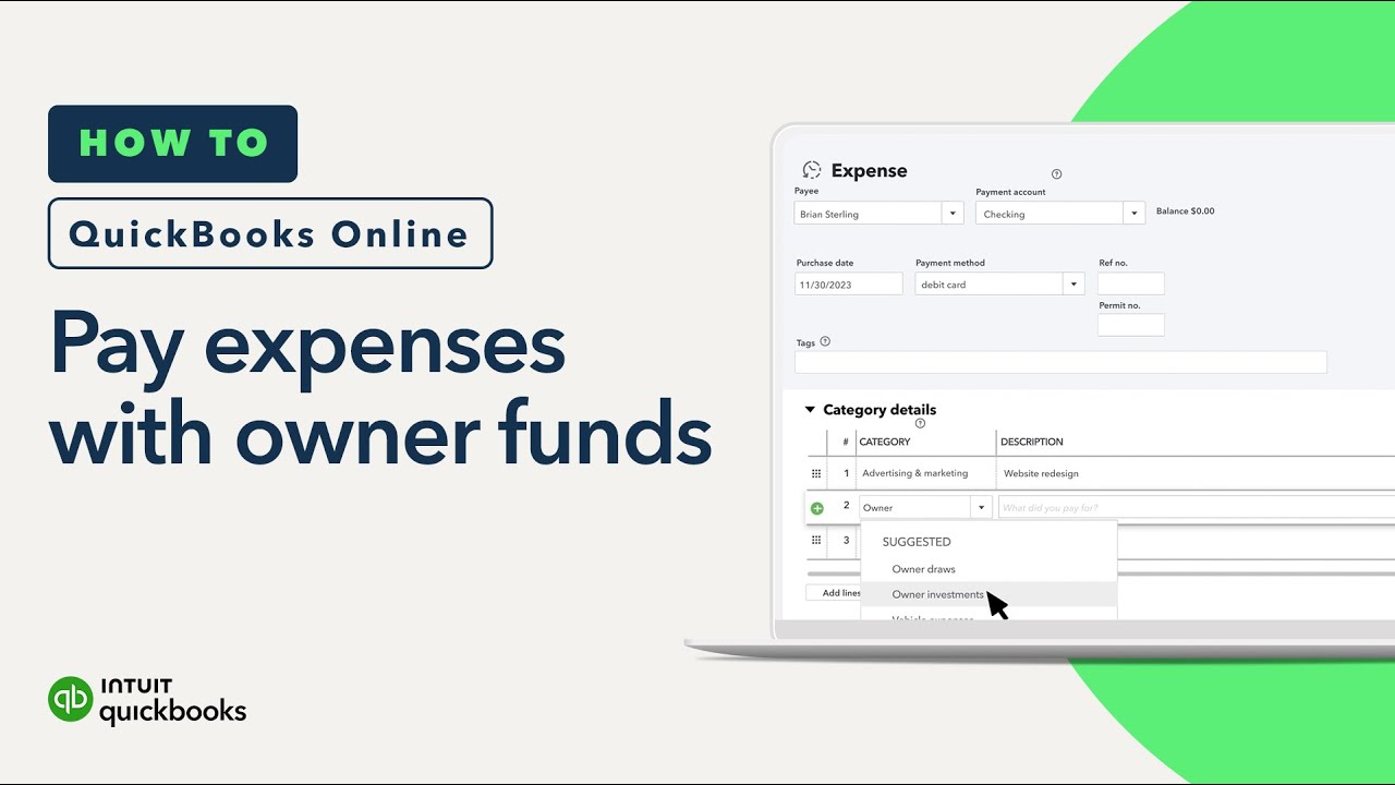 How to pay expenses with owner funds in QuickBooks Online - YouTube