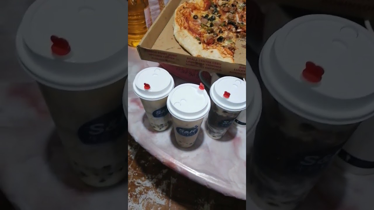 SNR Pizza, quarter pounder burger, and milk tea #snr#pizza#burger# ...