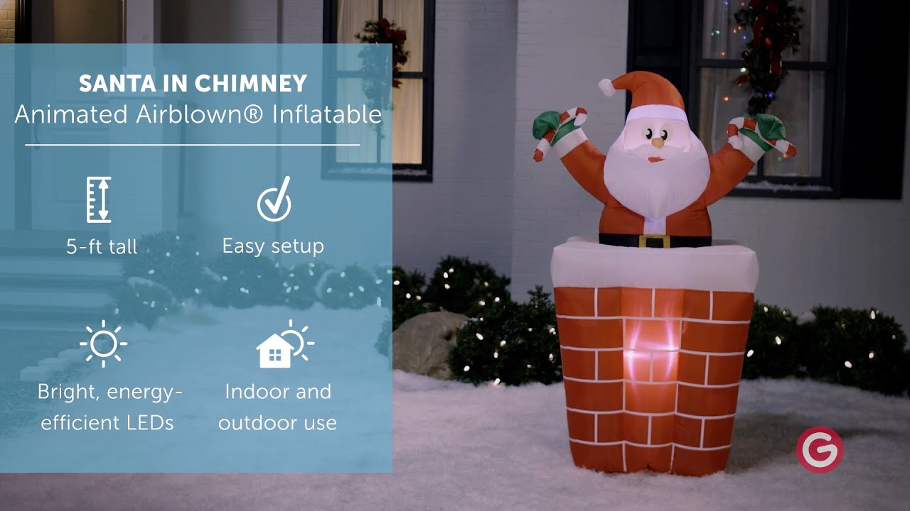 SANTA IN CHIMNEY Animated Airblown® Inflatable - YouTube