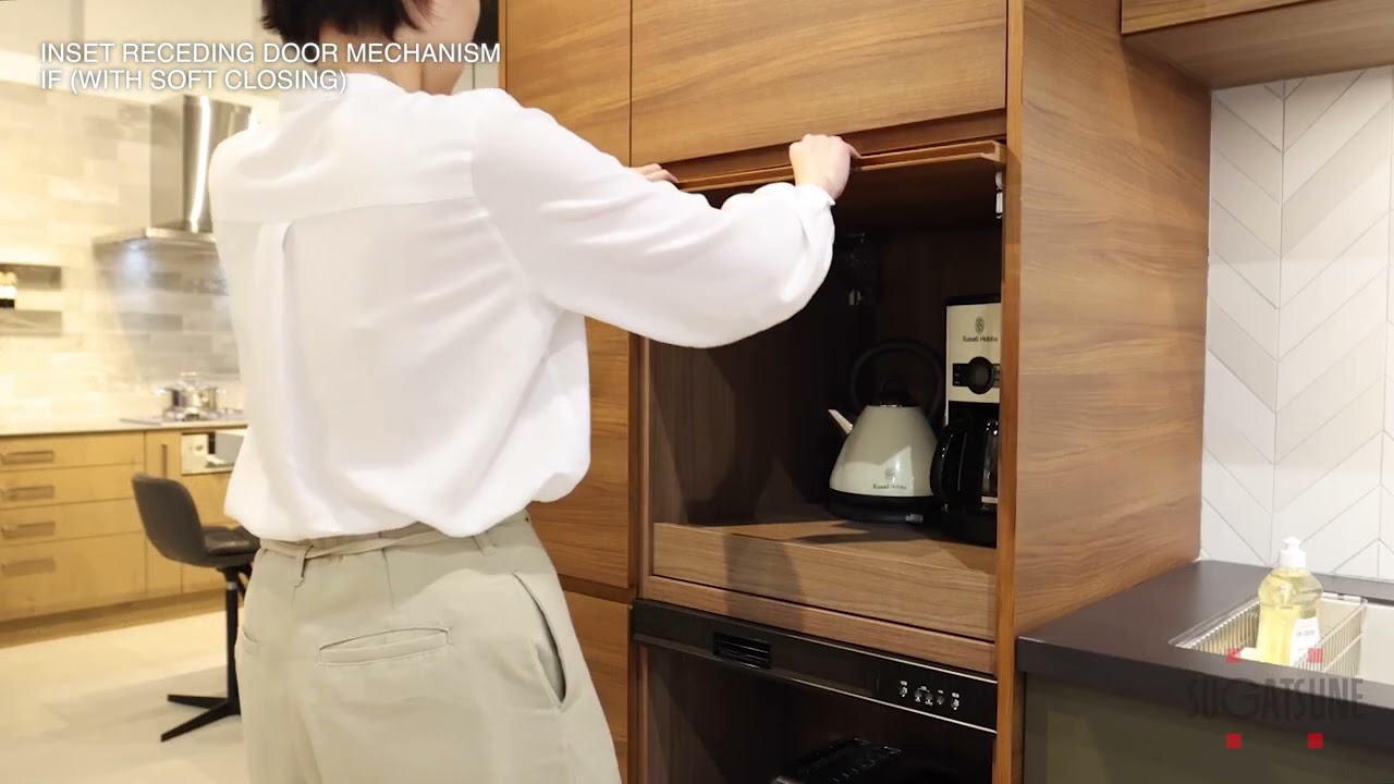 INSET RECEDING DOOR MECHANISM IF W SOFT CLOSING Sugatsune Japan - YouTube