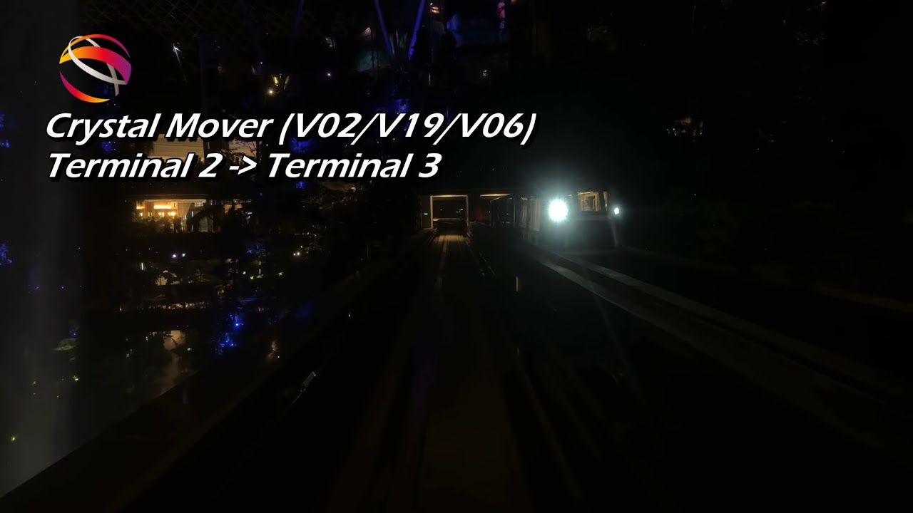 (Through Jewel at night) CGA Skytrain - MHI Crystal Mover (V02/V19/V06 ...