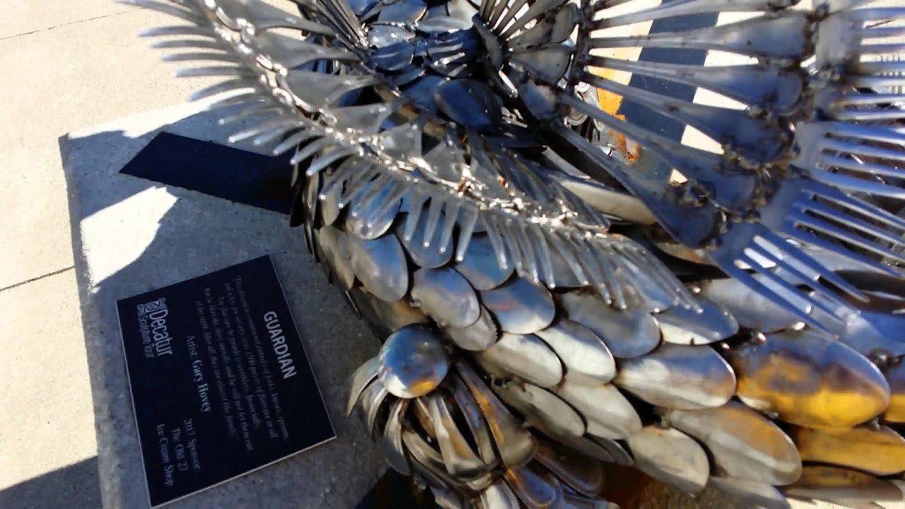 Dragon made of silverware - YouTube