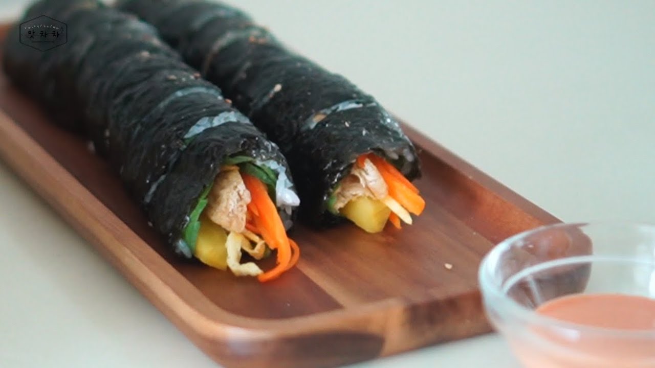 건강한 유부 김밥 만들기 fried tofu gimbap - YouTube