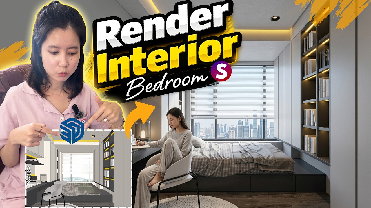 Small Bedroom Interior Render with Ai #sombokai - YouTube