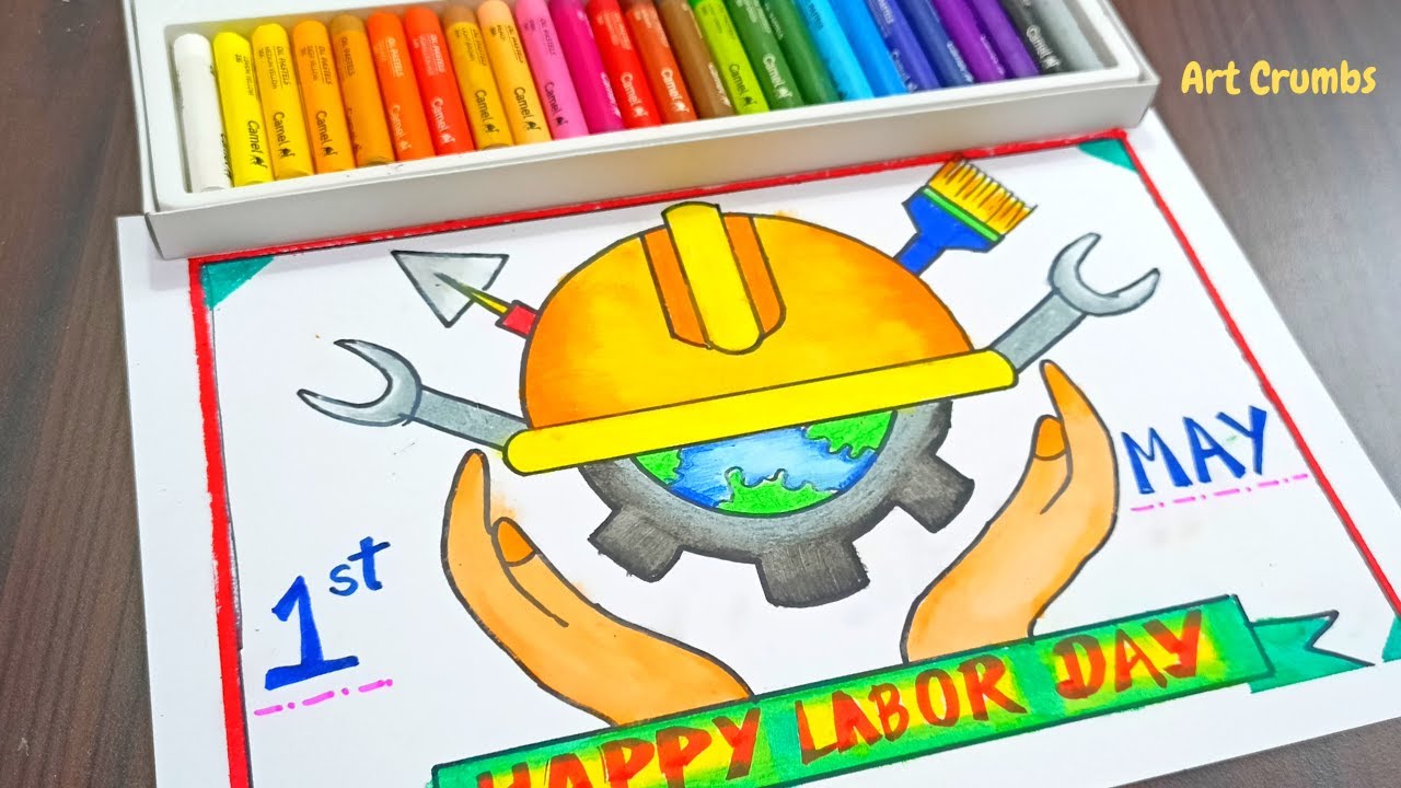 Labour day poster using oil pastels| how to draw Labor Day poster ...