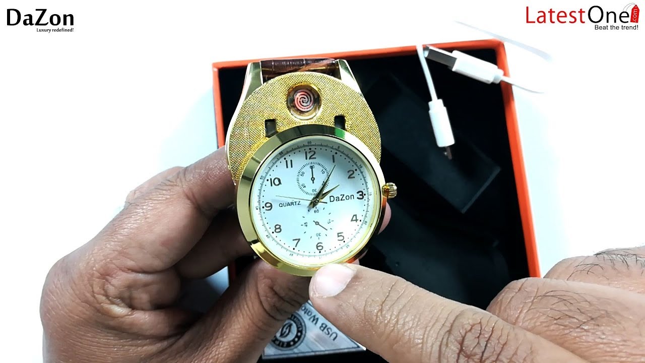 Mindblowing!! DaZon - Watch + Hidden Electric Lighter - YouTube