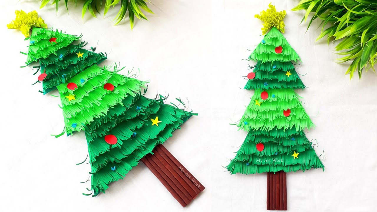 Paper Chirstmas Tree || Paper Wall Hanging for Christmas || My Art Work ...