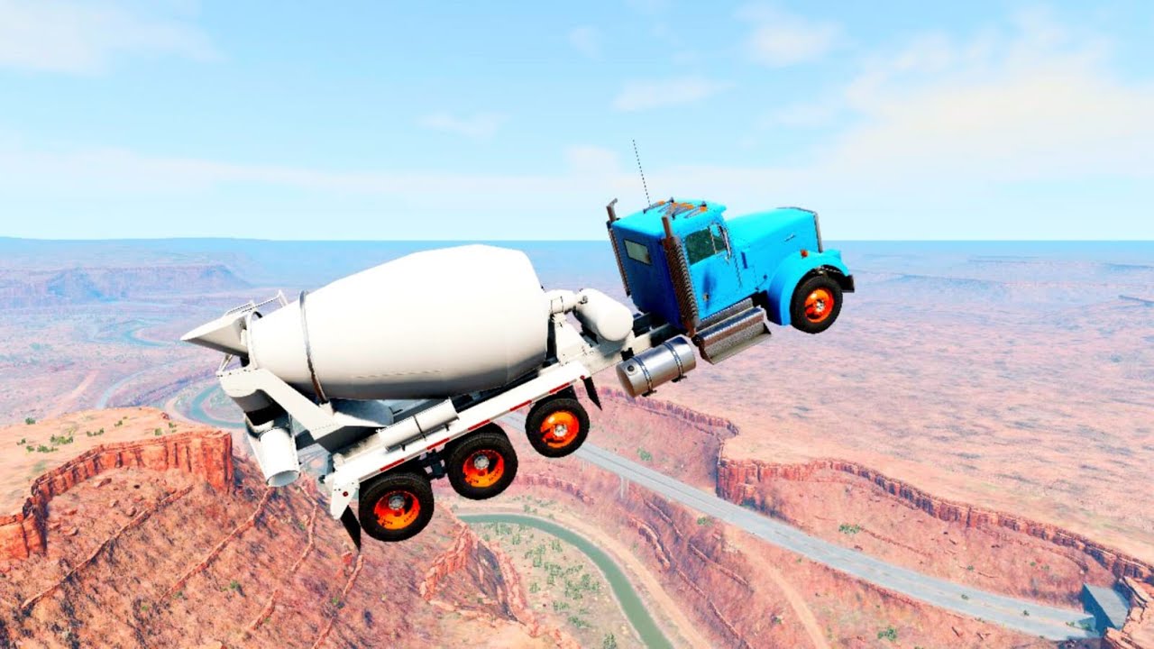 Mixer Truck vs Jumps and Crashes #741 BeamNG.drive - YouTube
