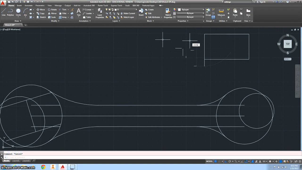 Designing a Wrench with AutoCAD (Part 3) - YouTube