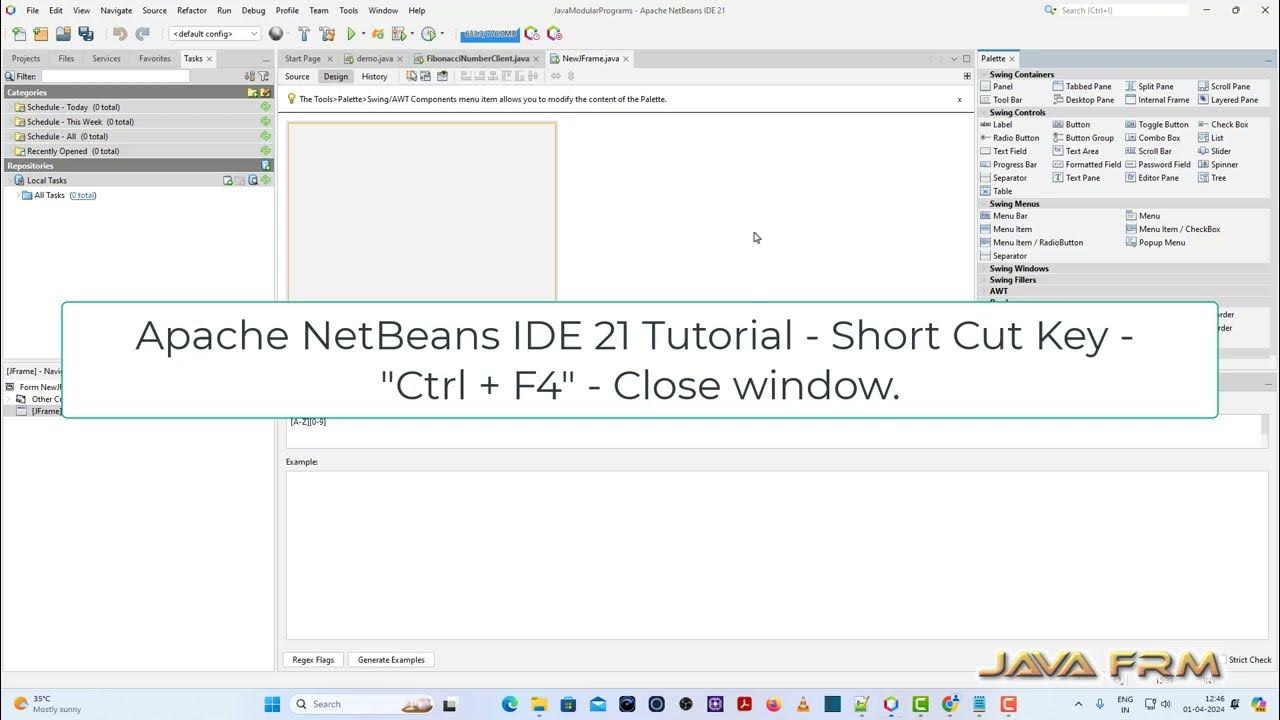 Apache NetBeans IDE 21 Tutorial - Short Cut Key - Ctrl + F4 - Close any window selected - YouTube