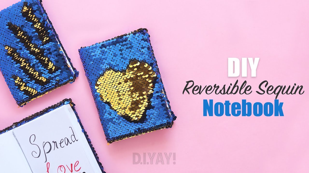 Reversible Sequin Notebook | Sequin Notebook DIY | School Craft - YouTube