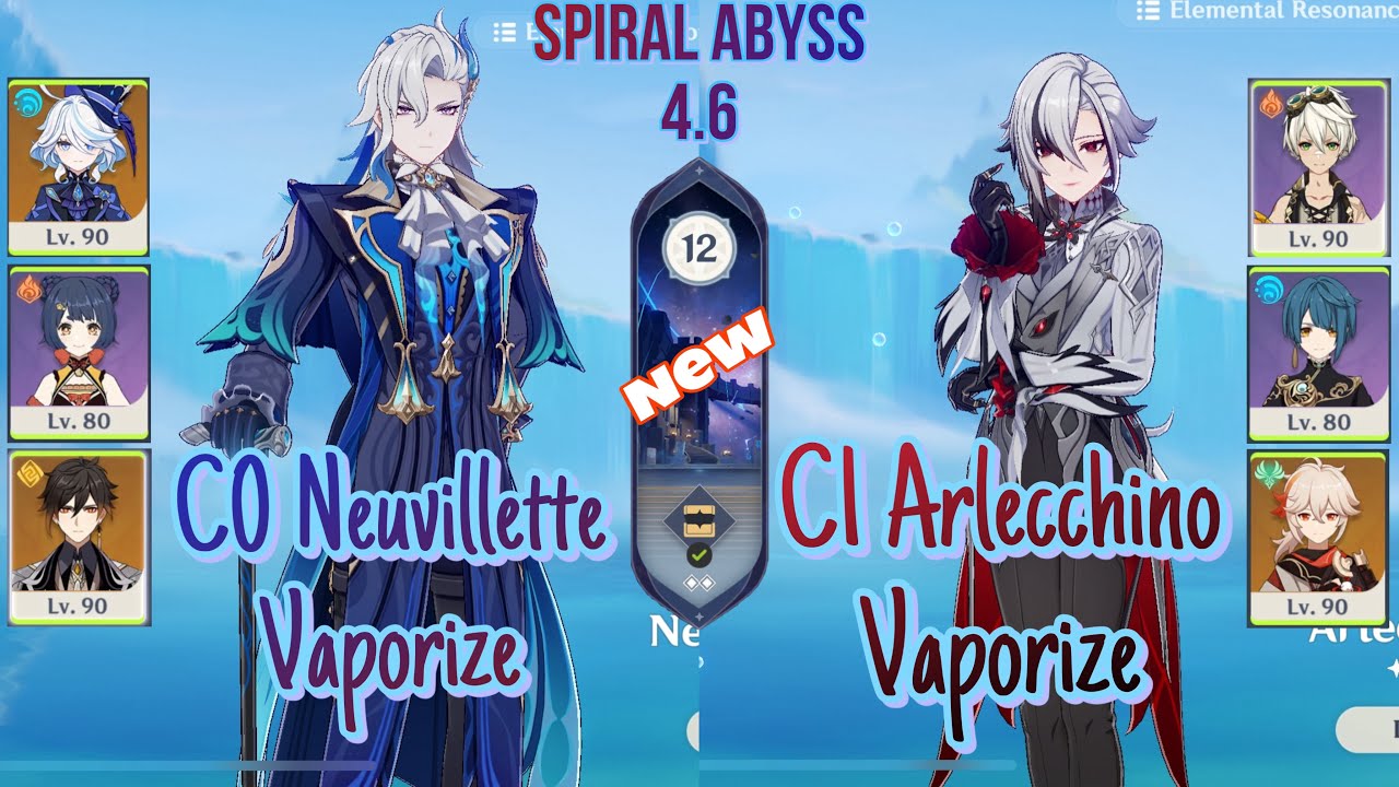 C0 Neuvillette & C1 Arlecchino vaporize | spiral abyss 4.6 | genshin ...