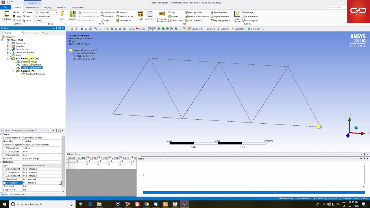 ANSYS STATIC STRUCTURAL 4 1 Line Models Hệ Thanh Giàn Mesh&Solve - YouTube