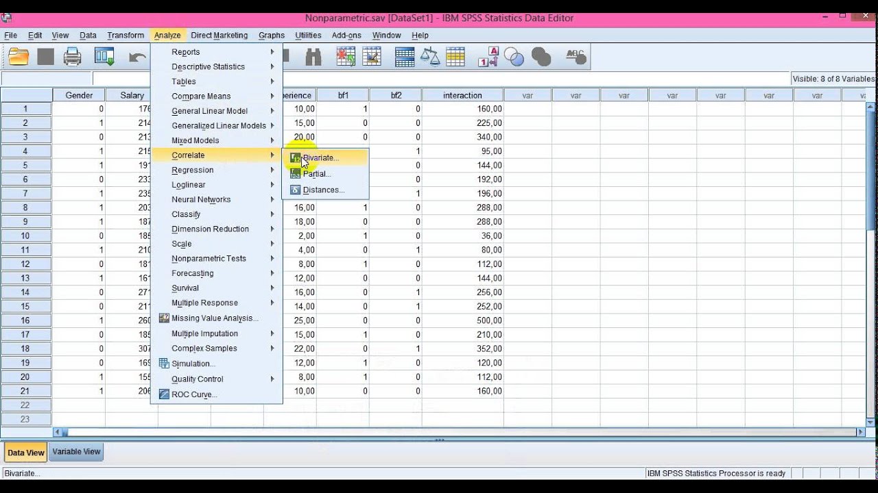Bivariate Correlations, Crosstabs - SPSS 21 - YouTube