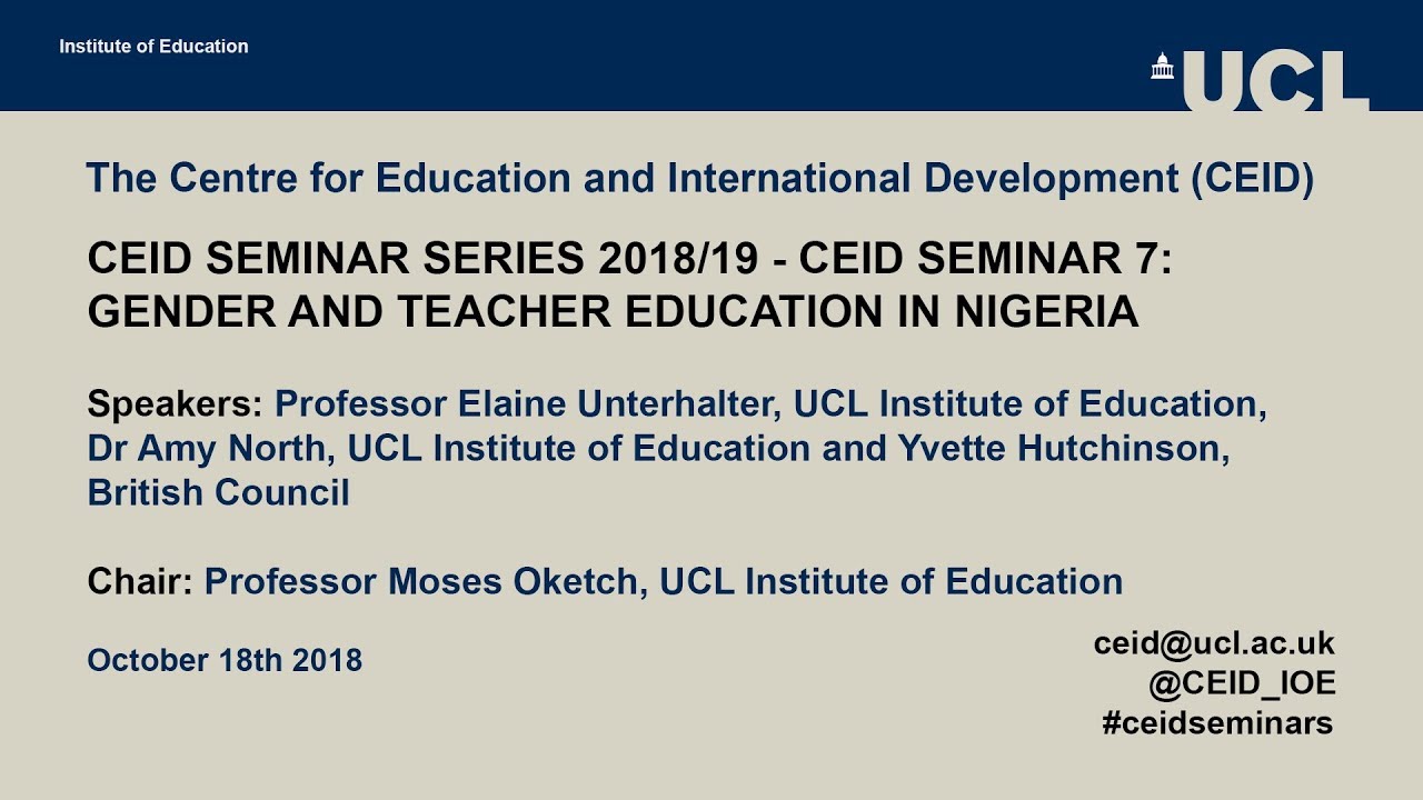 CEID Seminar Series 2018/19 - CEID Seminar 7: Gender and Teacher ...