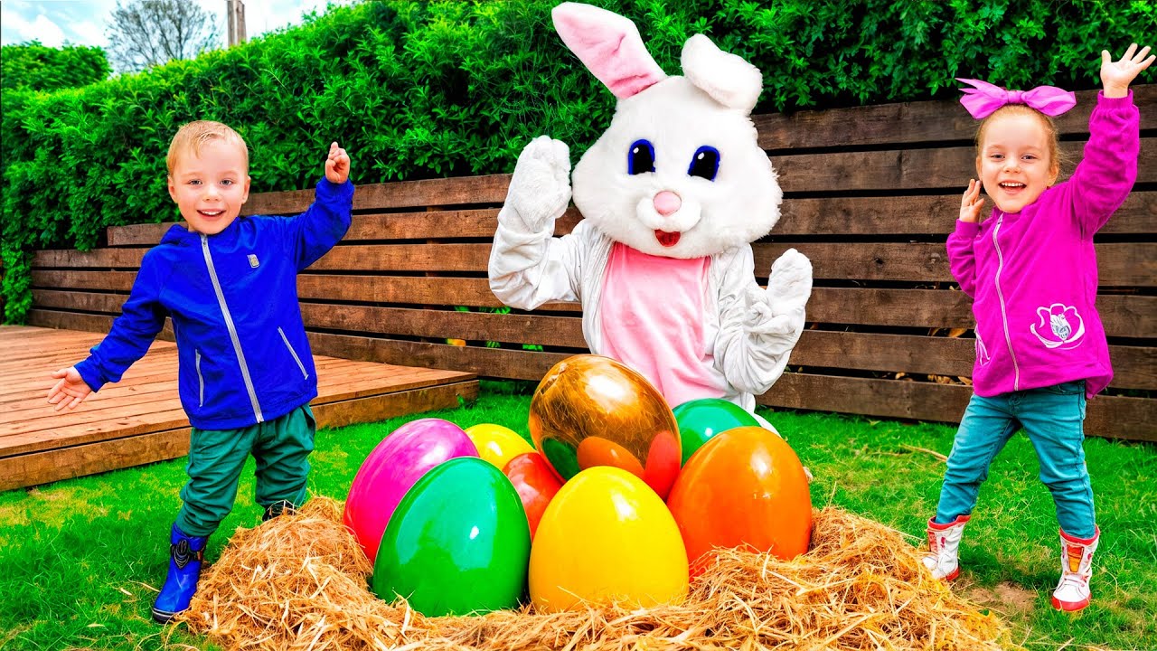 Easter Eggs Hunt & Find Surprise Eggs with Alex and Gaby | Pretend Play ...